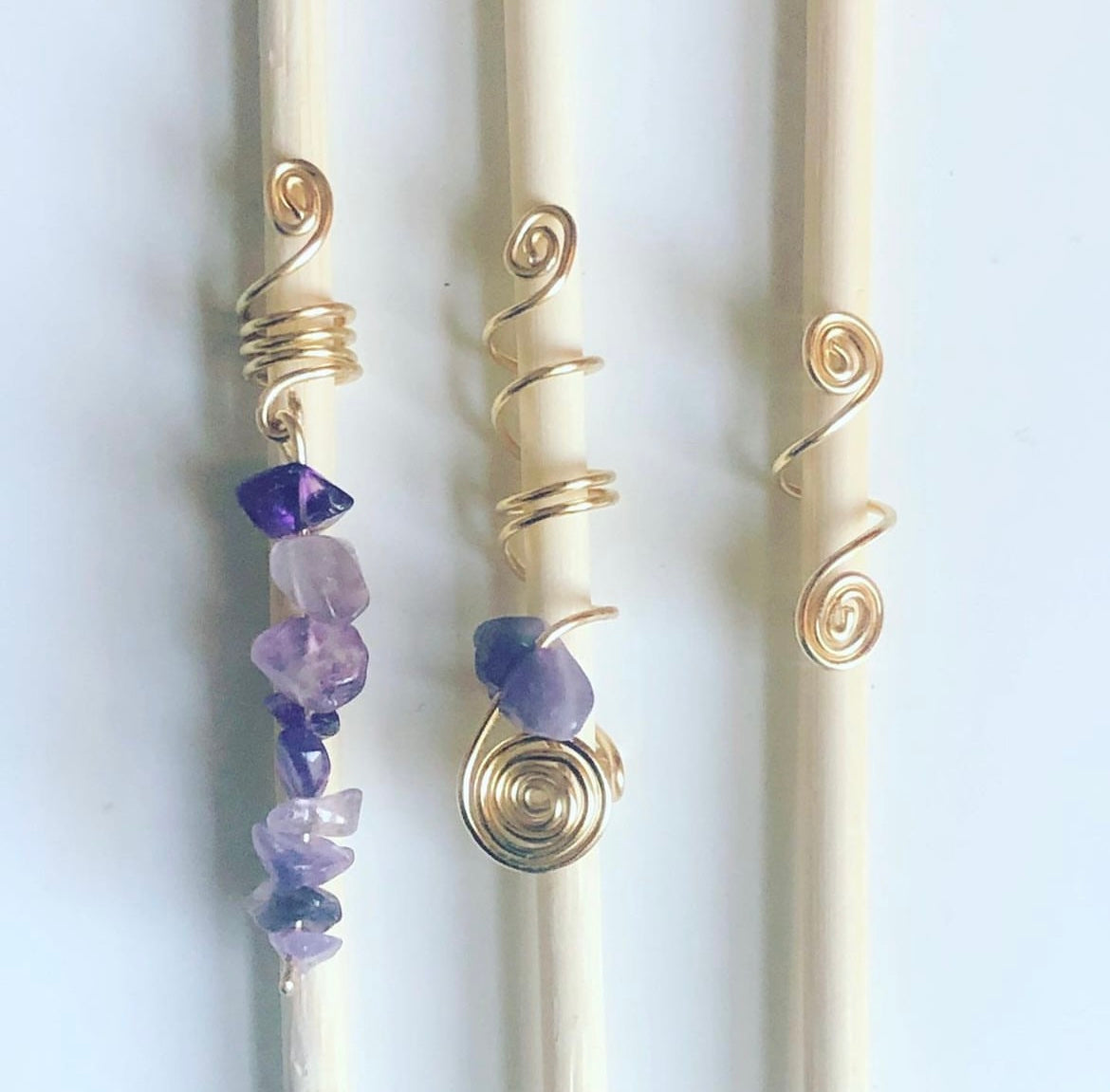 Amethyst and Gold Crystal Loc Jewelry Set – Crown Accents
